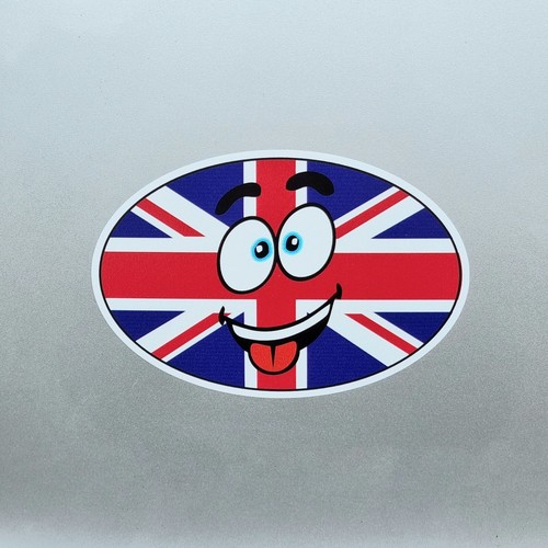 Smiley Face UK British Union Jack Flag Oval Vinyl Sticker Decal For Car ...