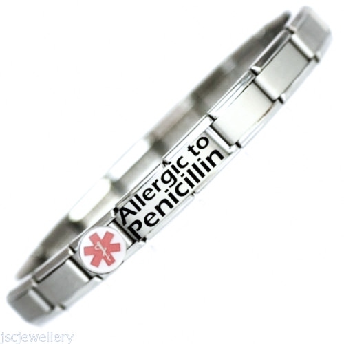 ALLERGIC TO PENICILLIN MEDICAL ALERT CHARM BRACELET - Adjustable | eBay UK