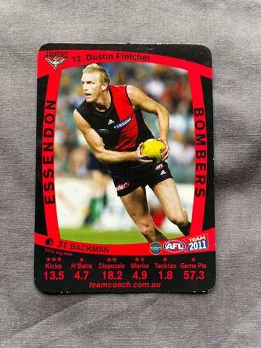 2011 Dustin Fletcher Teamcoach Footy Card Common No. 12 Used Essendon ...
