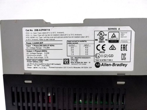 Allen Bradley 25B-A2P5N114 POWER FLEX 525 AC DRIVE 0.4 kW / 0.5HP | eBay UK