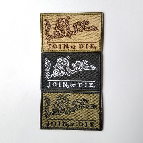 3PCS SUBDUED JOIN OR DIE MILITRAY TACTICAL HOOK PATCH EMBROIDERED BADGE ...