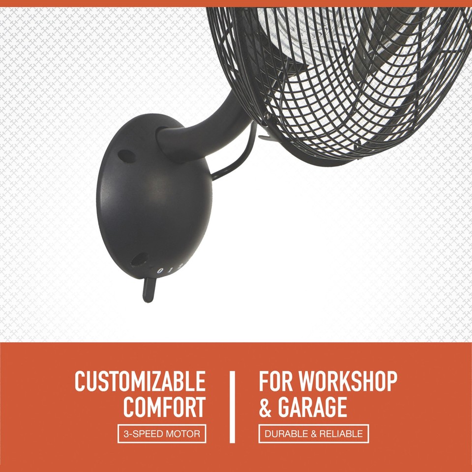 Ironton Oscillating Wall-Mount Garage Fan, 14in., 2200 CFM 840321717269 ...