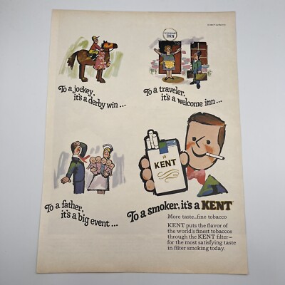 Kent Cigarettes 1966 Vtg Print Ad 10"x13.75" to a smoker its a Kent ...
