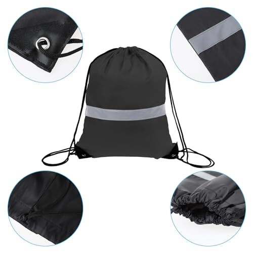 2 PCS Draw String Bags Large with Reflective Strip Drawstring Backpacks ...