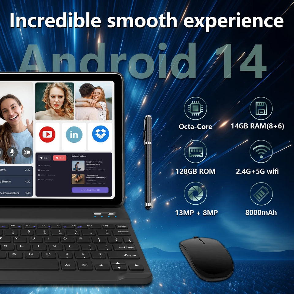 Android Tablet, 10.1 Inch Android Tablet with 14GB RAM+128GB ROM+1TB ...