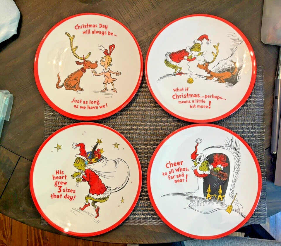 Pottery Barn GRINCH PLATE+UTENSIL Seuss Disney holiday Christmas party ...