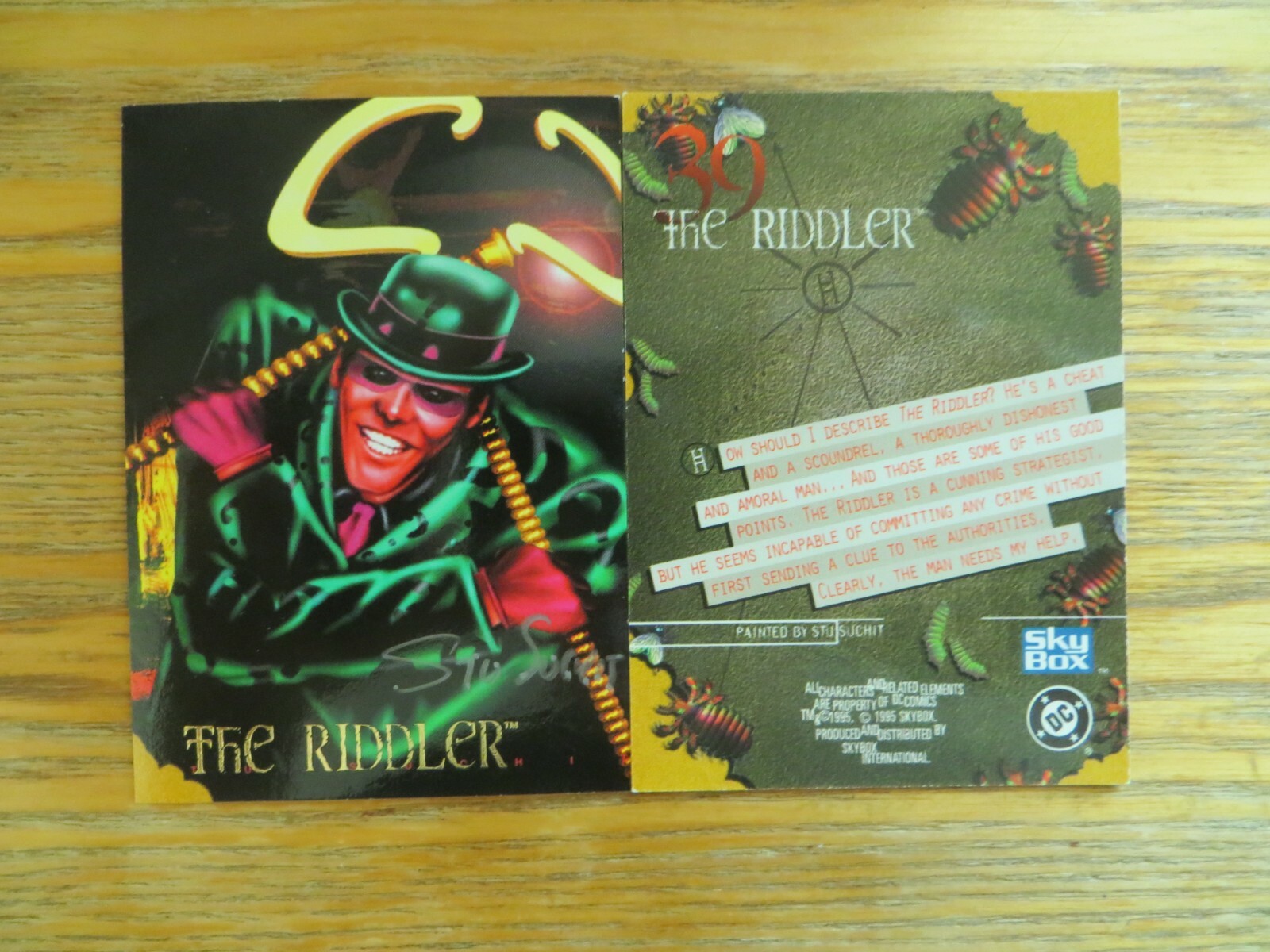 1995 DC VILLAINS THE RIDDLER CARD SIGNED STU SUCHIT, WITH POA | eBay