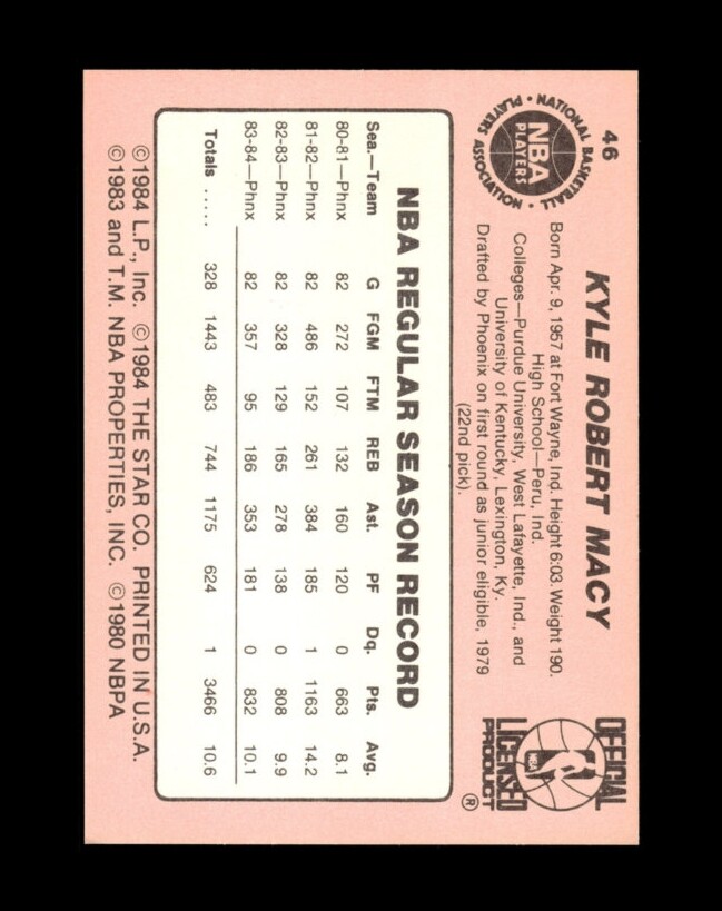 1984-85 Star Set-Break # 46 Kyle Macy EX-EXMINT *GMCARDS* | eBay