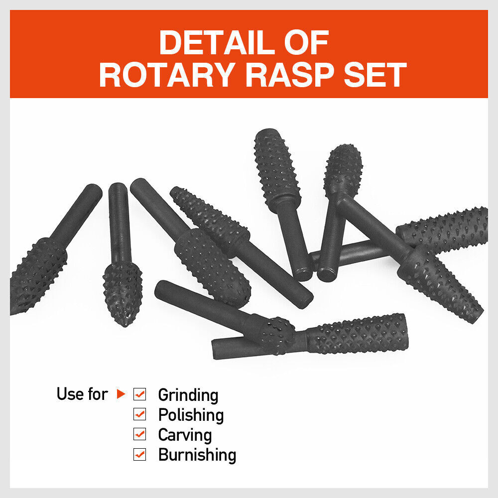 10Pc Rotary Bits Set Router Drill Bit Burr Wood Rasp File Drill Bits ...