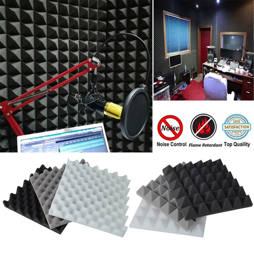 Acoustic Wall Panels Studio Sound Proofing Foam Pads Pyramid/Wedge/Wave ...