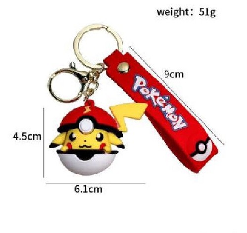 Pikachu Pokemon Pokeball Keychain Keyring Accessory - New | eBay