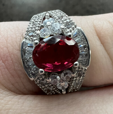 Beautiful Sterling Silver 925 Ring with CZ Ruby Size 7 | eBay