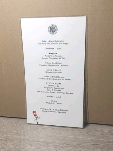 *RARE* 1995 UCSD Geisel Library Dedication Program. Dr. Seuss ...