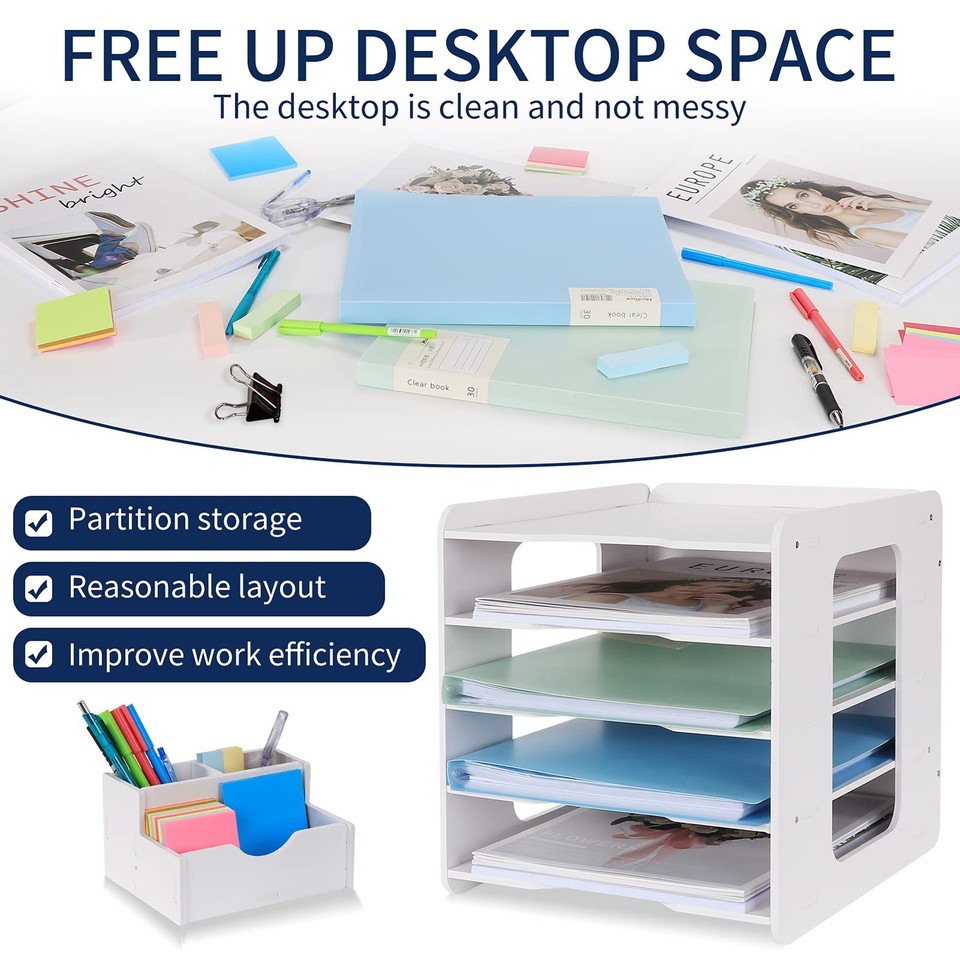 Letter Tray Organizer, Desk Tidy Organizer File Document Holder A4 ...