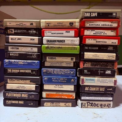 Lot of 34 untested 8-track tapes- various AC/DC, Patti Smith, Graham ...
