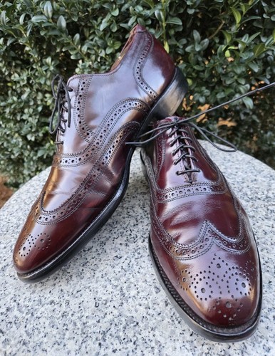 Allen Edmonds LLOYD Burgundy Leather Wingtip Oxford Dress Shoes Size ...