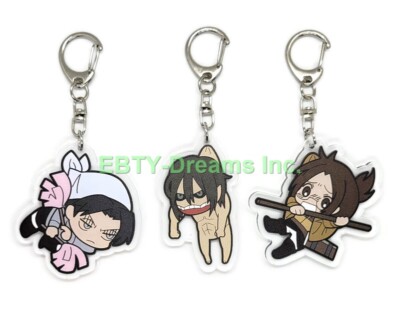 Set of 3 Attack On Titan Acrylic Keychain Levi Ackerman, Hange, Eren ...