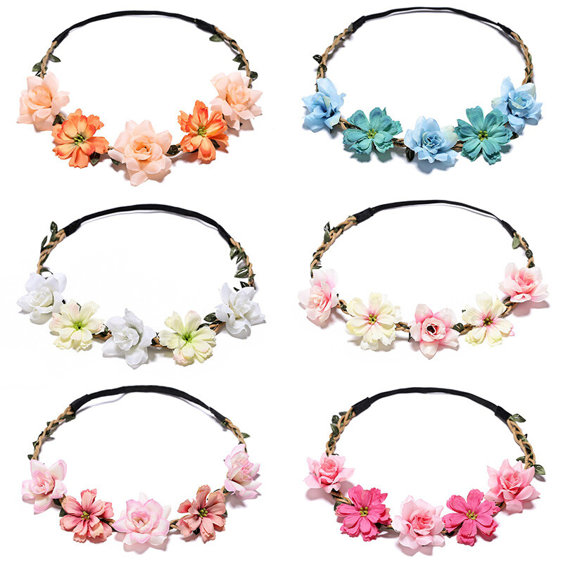 Flower Headband Head Garland Hair Band Crown Wreath Festival Boho Beach ...