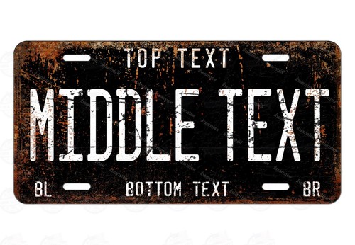 Rusty Black/White Personalized License Plate for Auto Car Bike ATV RV ...