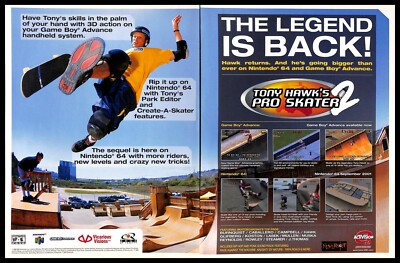 2001 Tony Hawk Pro Skater 2 Retro Video Game PRINT AD Skateboard Sports ...