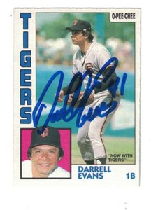 Darrell Evans 1984 O-PEE-CHEE AUTOGRAPHED BASEBALL CARD SIGNED DETROIT ...
