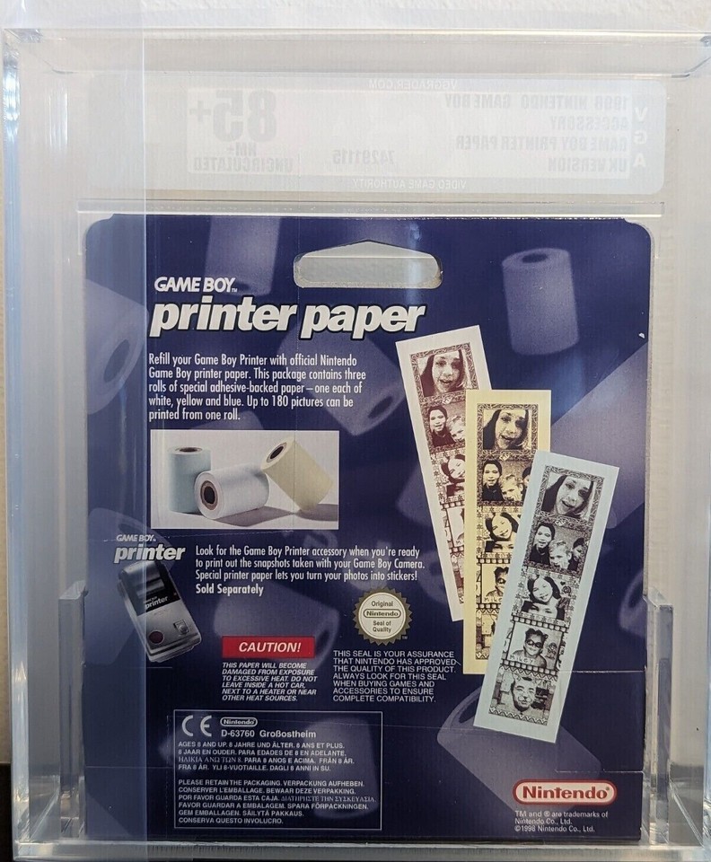 Game Boy Camera Printer Paper Nintendo VGA U85+ New Sealed CGC WATA ...