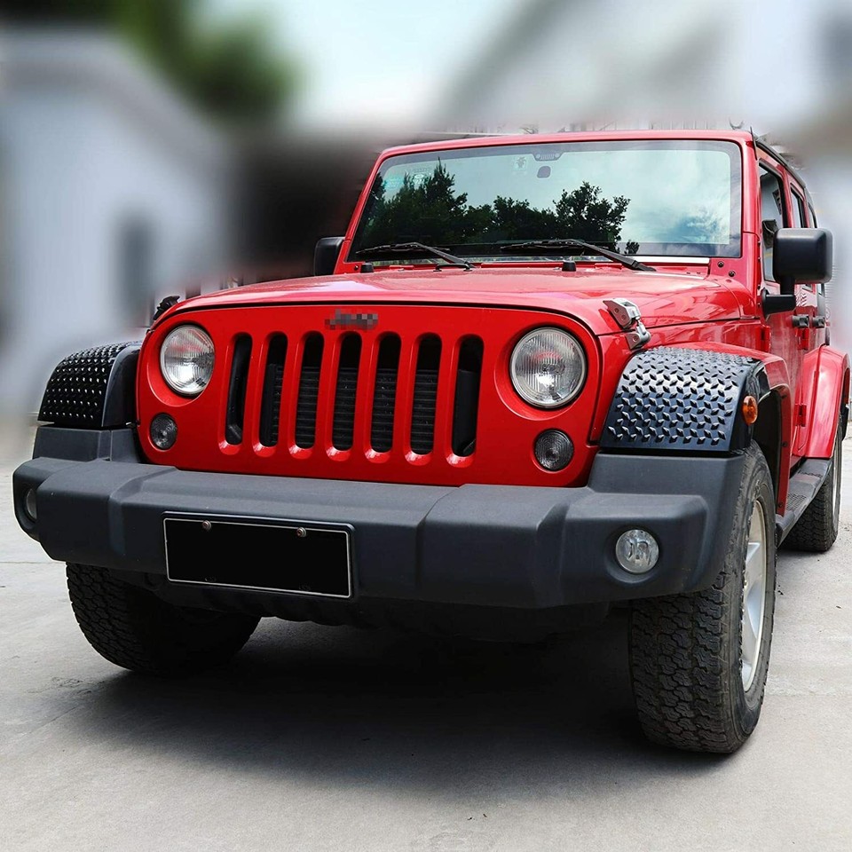 Black Front Wheel Eyebrow Light Cover Trim Decor Fit Jeep Wrangler JK ...