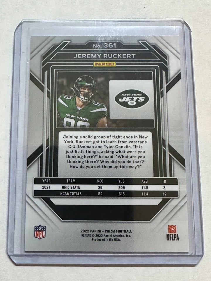 22 Prizm Jeremy Ruckert Rookie RC #361 New York Jets Football | eBay