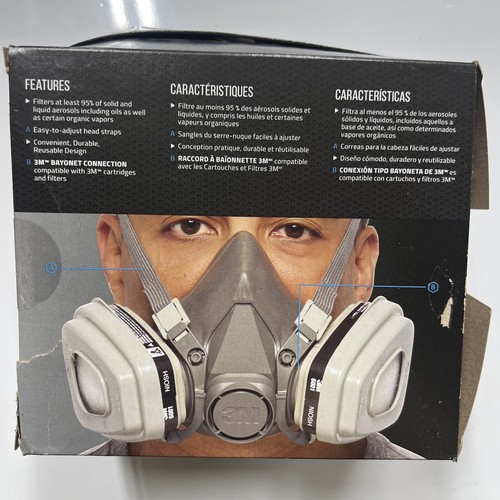 3M P95 Paint Project Half Face Respirator 6000-Series Valved Black L ...