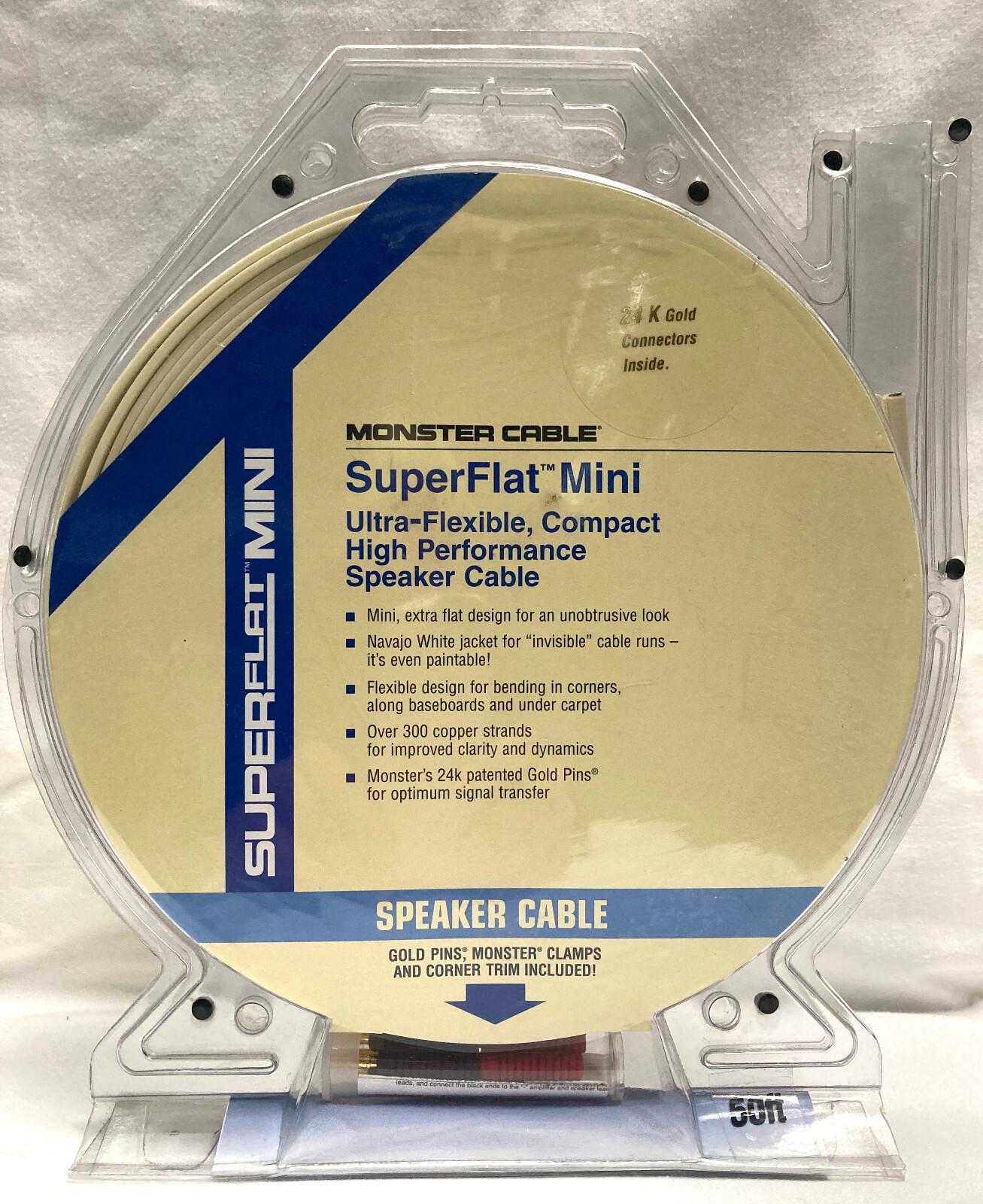 Monster SuperFlat Mini 50' Speaker Cable & 24k Gold Connectors Navajo ...