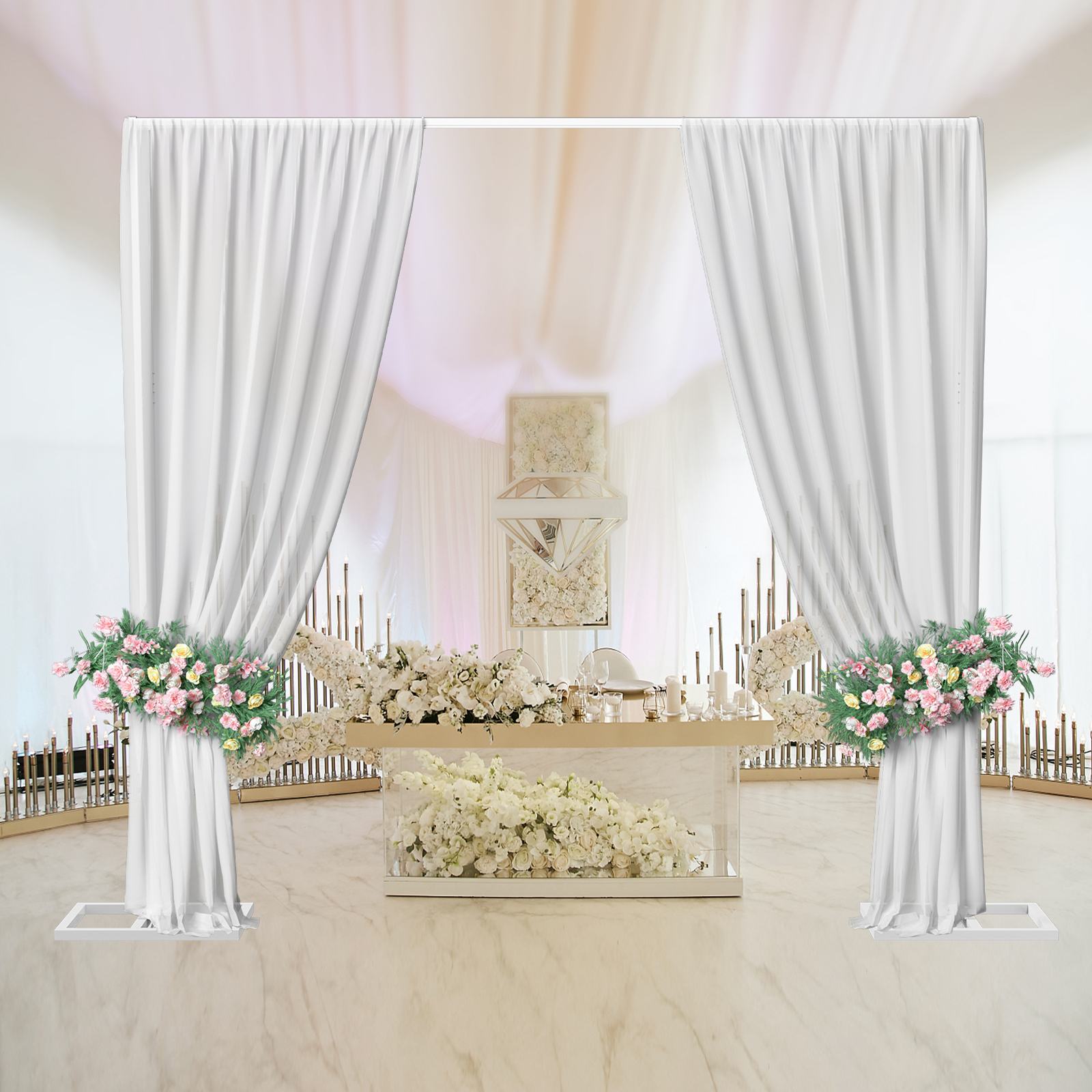 Free Standing Wedding Arch Frame White Background Flower Stand ...
