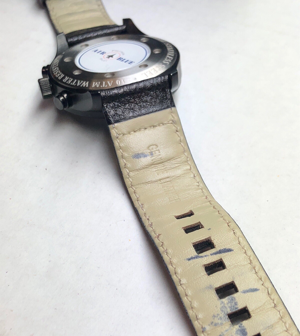 Air Blue Bravo Precision Pilot Mens Watch Chronograph Black Leather ...