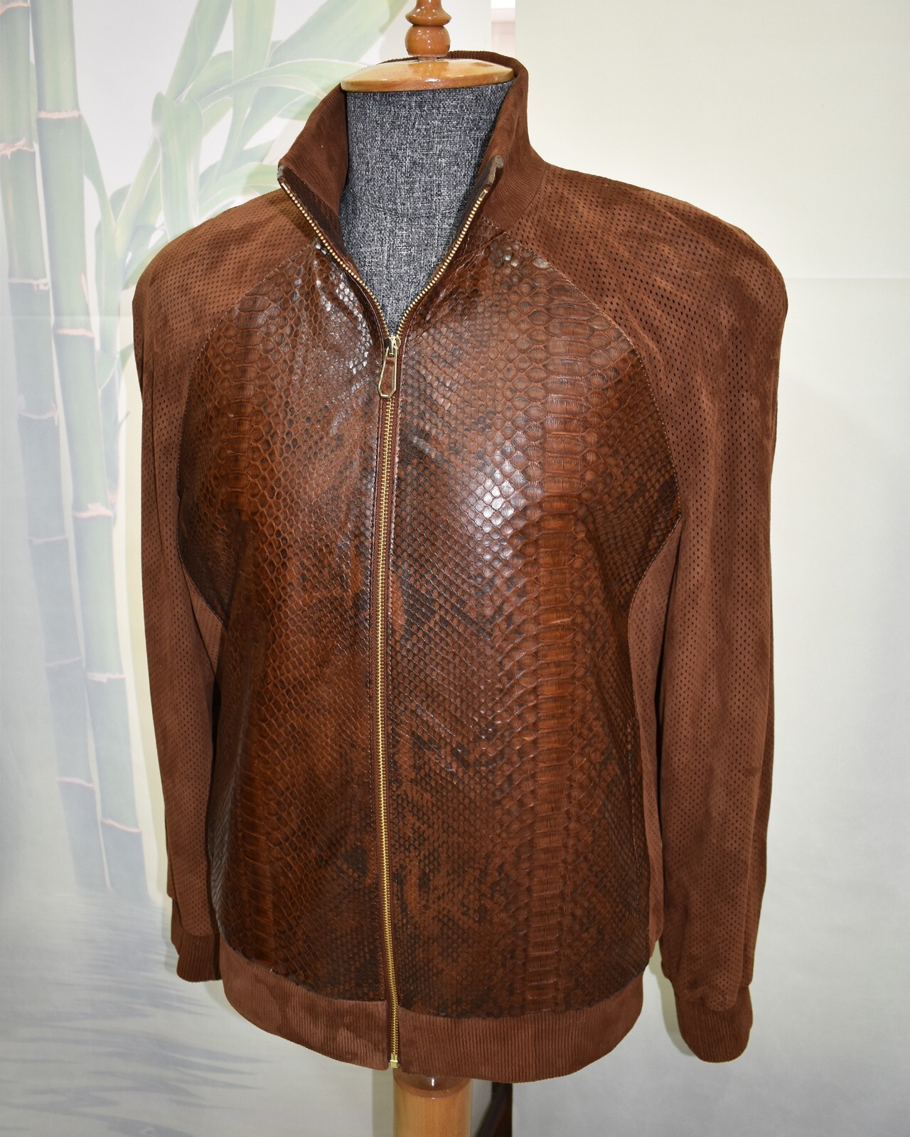Luxury Python Leather Genuine Perforated Metis Suede Men Brown Bomber Jacket | eBay
