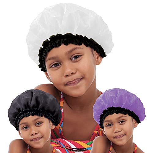 DONNA Kids Satin Bonnet Sleeping Cap 3pc Hair Bonnet Soft Satin Kids ...
