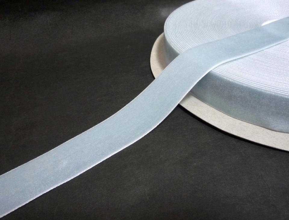 1" / 25mm wide 6-25y Grayish Blue Dusty Blue Velvet Ribbon W21 | eBay