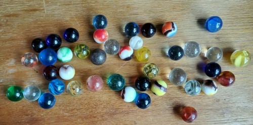 10 PLAYED 3/4-1" RANDOM SELECTION Shooter Marbles Boulders Vintage ...
