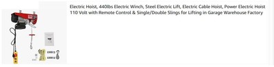 ELECTRIC HOIST, 440 LB 110 VOLT ELECTRIC WINCH, WITH REMOTE CONTROL | eBay