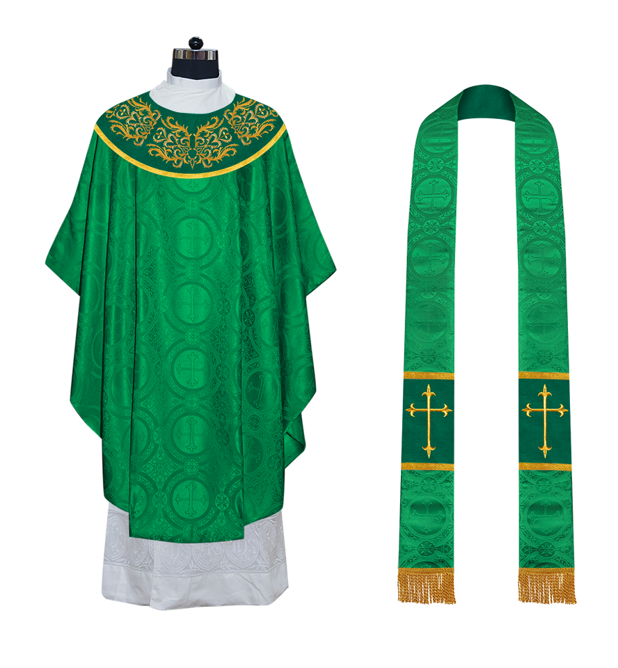 Liturgical Green Gothic Chasuble Vestment with Golden details | Pastor ...