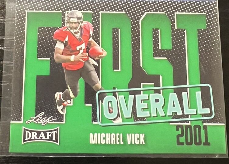 #9 MICHAEL VICK 2023 Leaf Draft Football GREEN FIRST OVERALL FALCONS ...