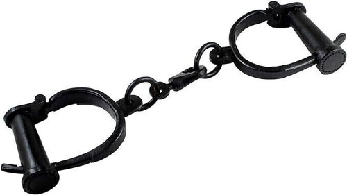 BLACK HANDCUFF PRISON HANDCUFF CUFFS SHACKLES ANTIQUE STYLE FINISH | eBay