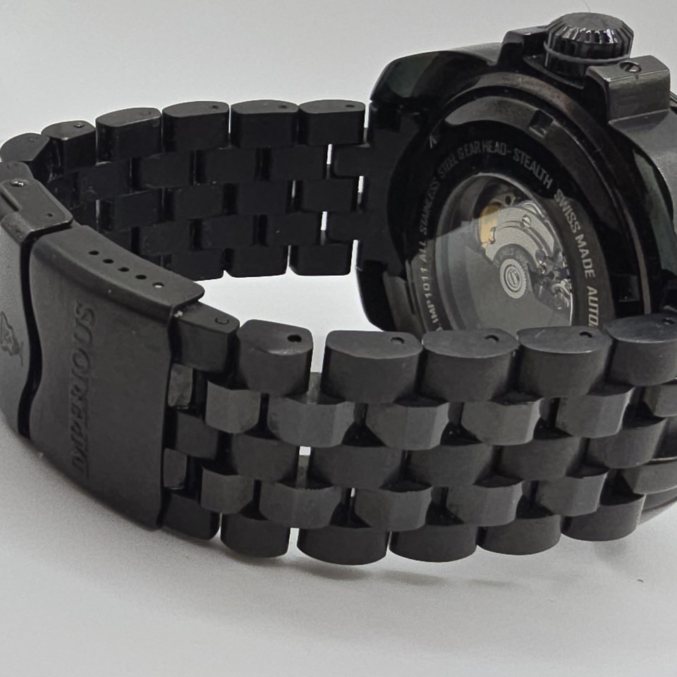 Imperious Gear Head Stealth Men'sSwiss Made Automatic Watch Black Dial ...