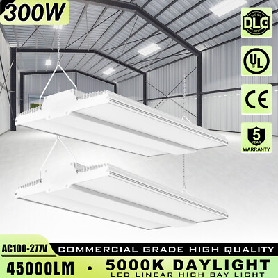 2 Pack - 300W LED Linear High Bay Light 45000 Lumens Commercial Fixture ...