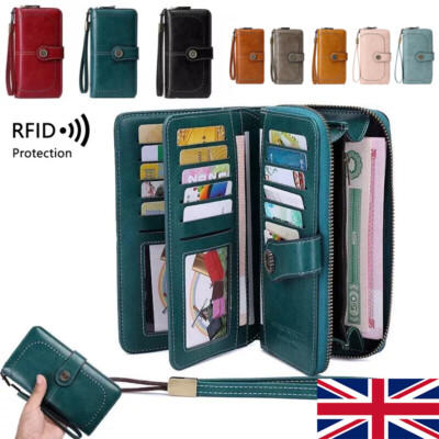 Women's Large Capacity Zipper PU Leather Long Wallet Ladies Casual Coin ...
