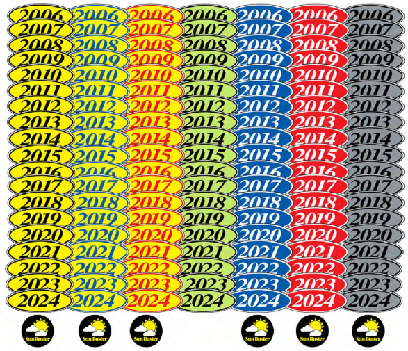 EZ Car Dealer Oval Model Year Stickers Windshield Stickers 4 Digit ...