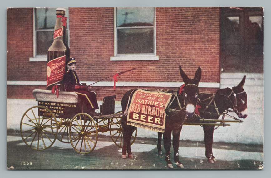 Red Ribbon Beer Advertising Cart LOS ANGELES Mathie Brewing Co Antique ...