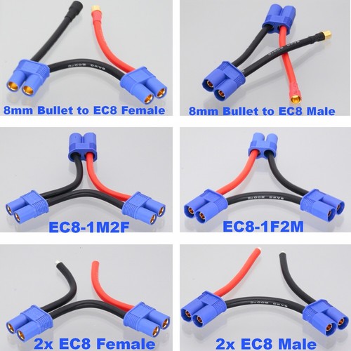 Battery Series Harness ESC Charging Wire Doubles Voltage EC8 8AWG 10cm Adapter | eBay