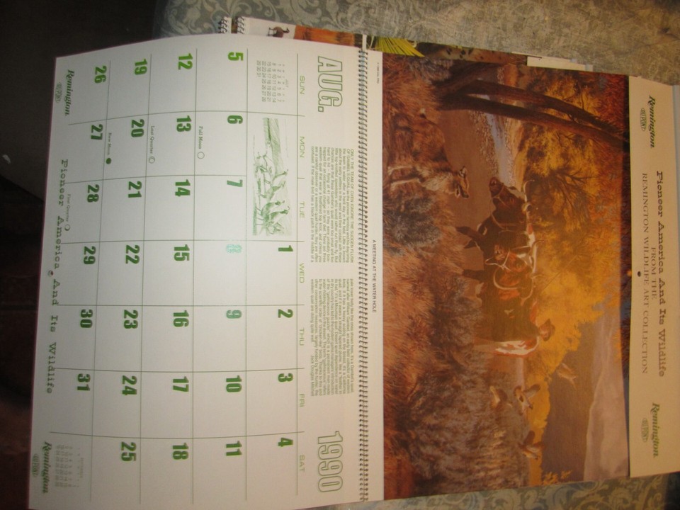 Remington's Calendar 1990 PIONEER AMERICA AND ITS WILDLIFE NOS | eBay