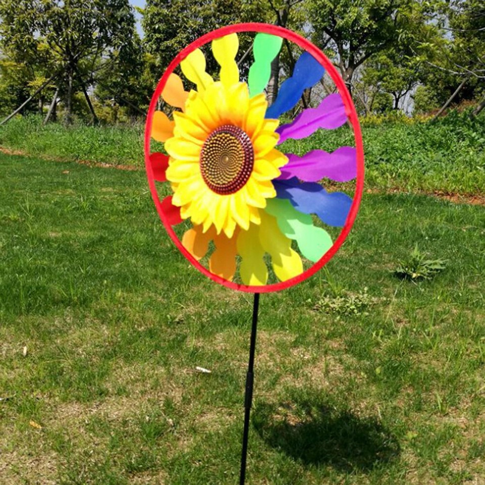 Yard Garden Outdoor Decor Sunflower Windmill Whirling Wind Spinner Kids ...