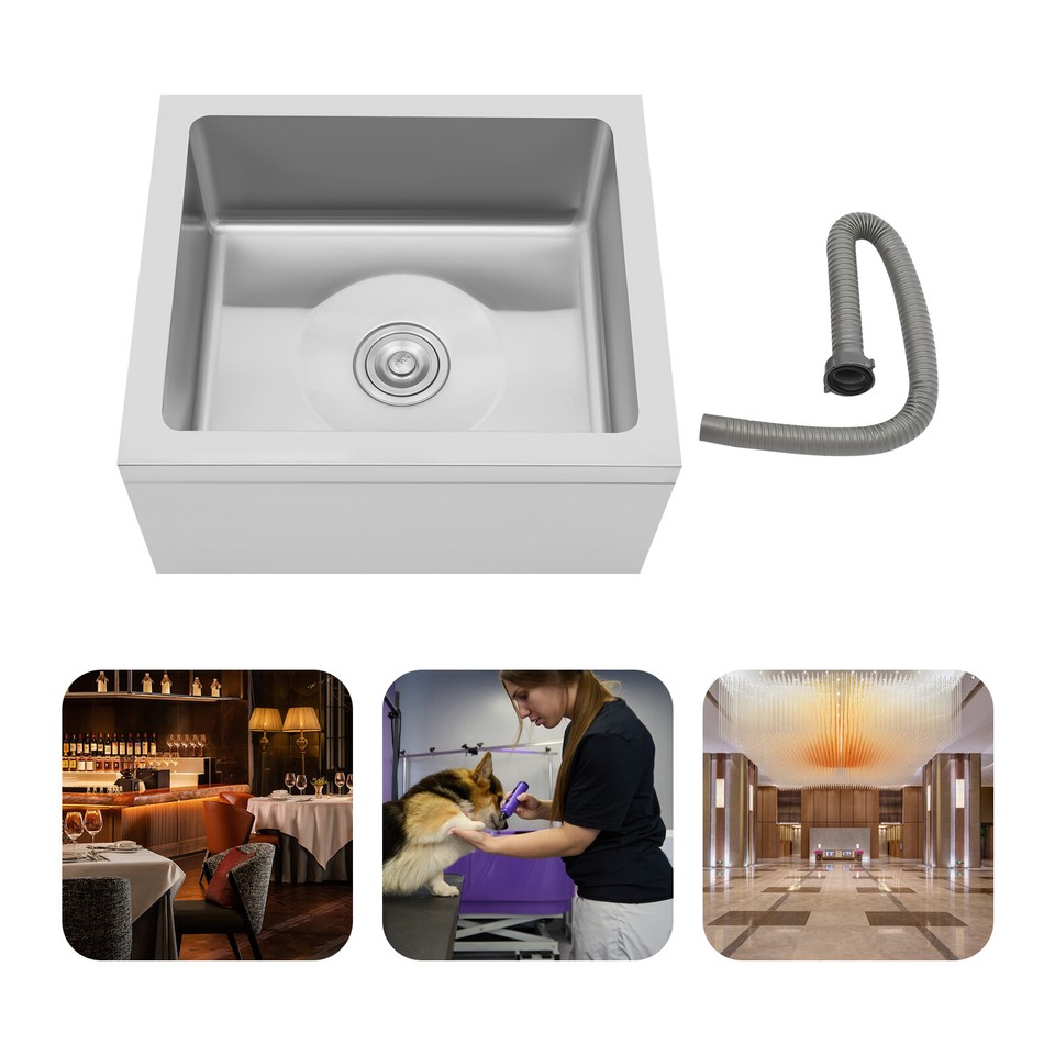 22"L x 19"W x 12"H Stainless Steel Mop Sink Utility Floor Mount Mop ...