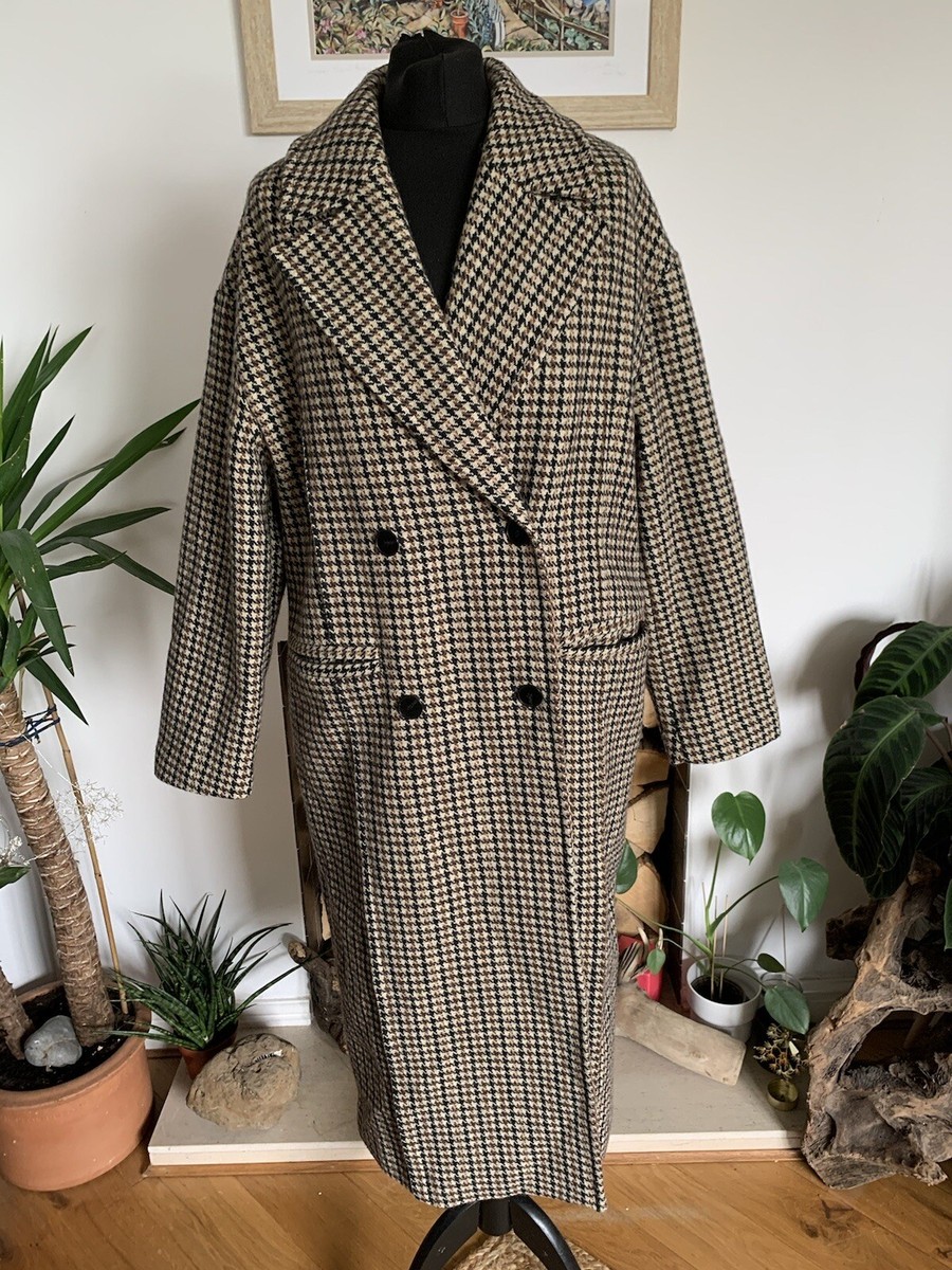 Zara oversized highest houndstooth plaid coat